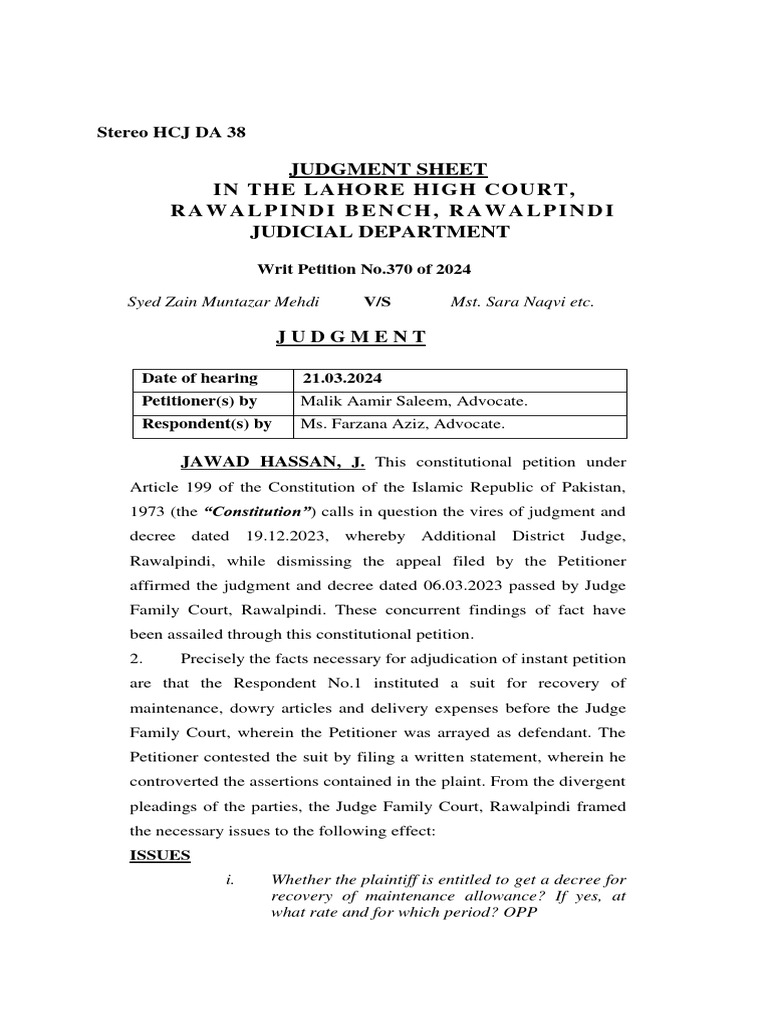 Maintenance Claim Ruling in Family Court | PDF | Lawsuit | Judgment (Law)