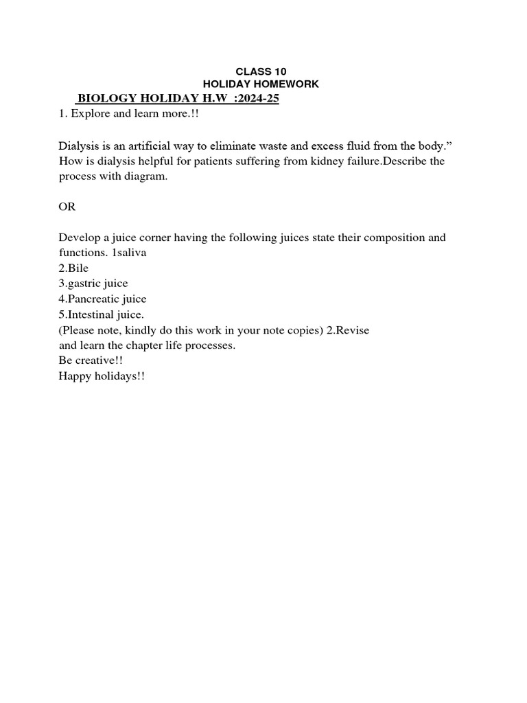 10 Biology HHW | PDF