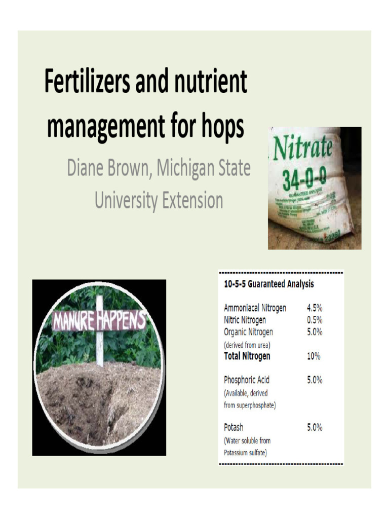 Fertilizer and Nutrient Requirements For Hops | PDF | Fertilizer ...