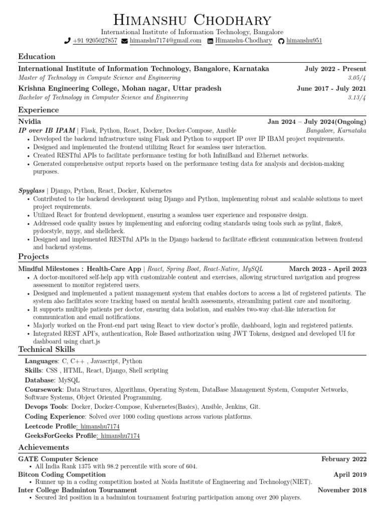 Himanshu_Resume | PDF | Databases | Computer Programming