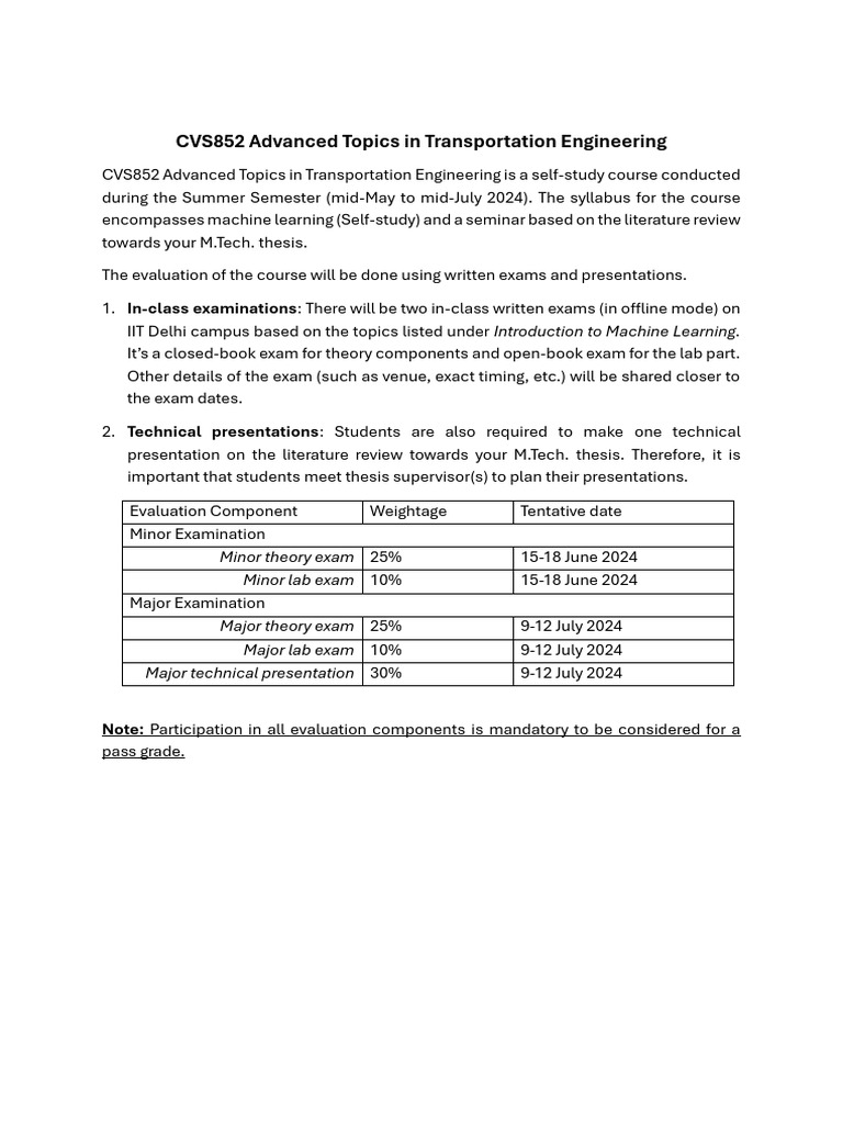 Advanced Transportation Engineering Course | PDF | Thesis | Academia