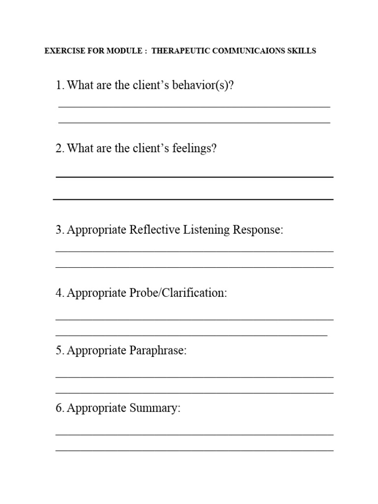 A - l2.2 Exercise For Module Therapeutic Comm Skills | PDF | Career & Growth