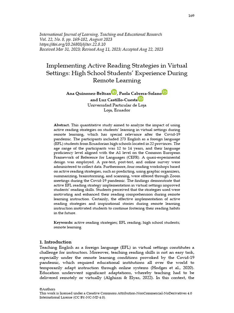 Implementing Active Reading Strategies in Virtual | PDF | Reading ... Implementing Active Reading Strategies in Virtual | PDF | Reading ...