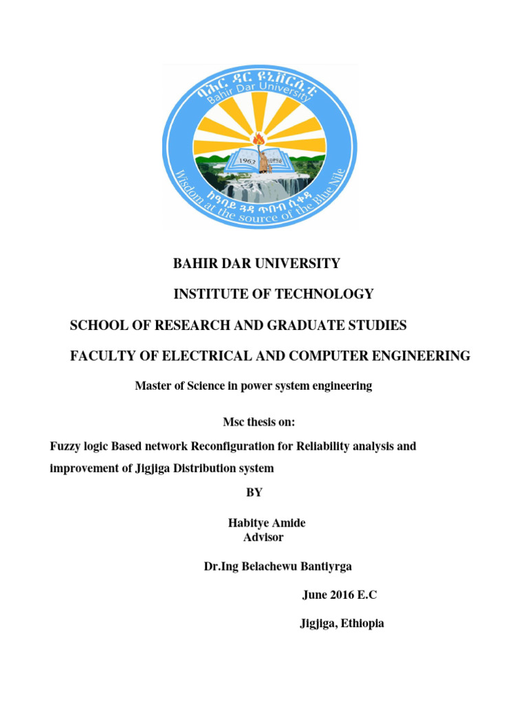 Final Msc Thesis Paper In Power System Engineering Bdu Pdf