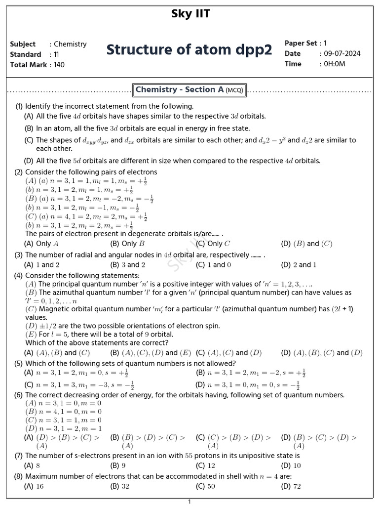 Structure of Atom dpp2 1720491594 | PDF | Atomic Orbital | Electron Configuration