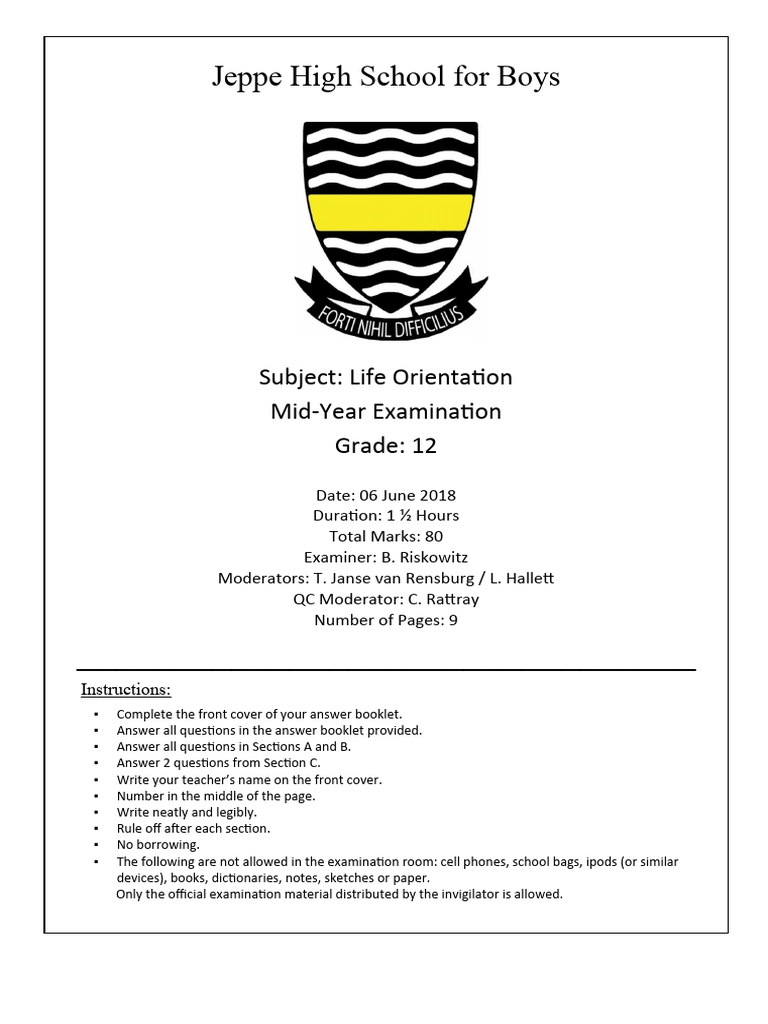 Grade 12 LO Exam Term 2 - 2018 Final | PDF | Communication | Social ...