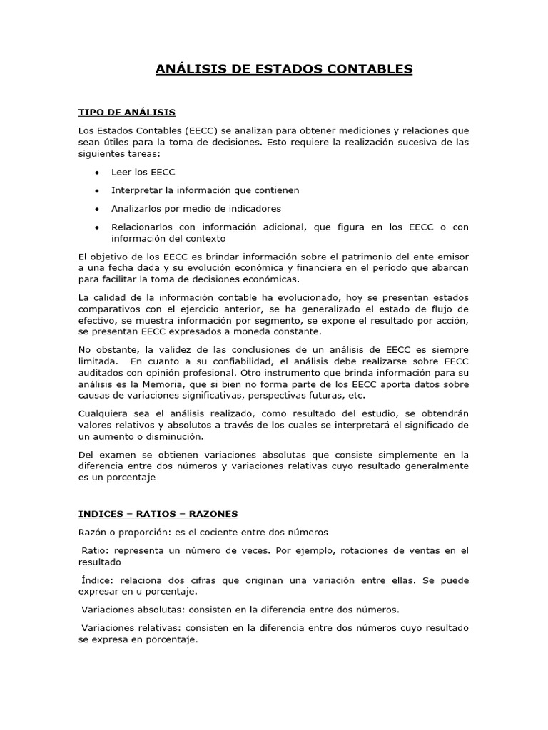 Análisis de Estados Contables | PDF | Rentabilidad sobre recursos propios | Contabilidad