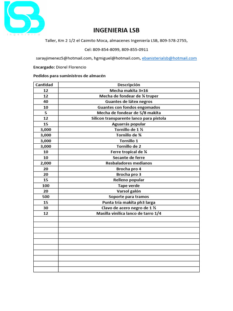 INGENIERIA LSB Suministro | PDF