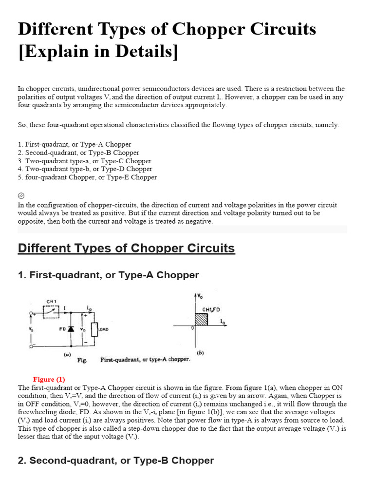 Different Types of Chopper Circuits | PDF | Diode | Electromagnetism