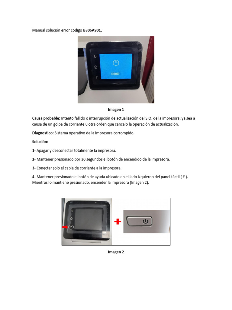 Error B305A901-Pantalla Azul-Impresora HP Pro m452dw - Reestablecer de ...