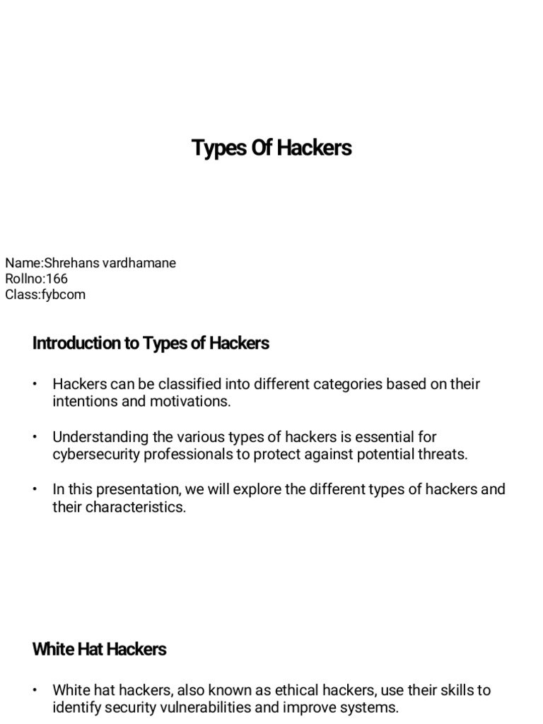 Understanding Hacker Types and Roles | PDF | Security Hacker | Security