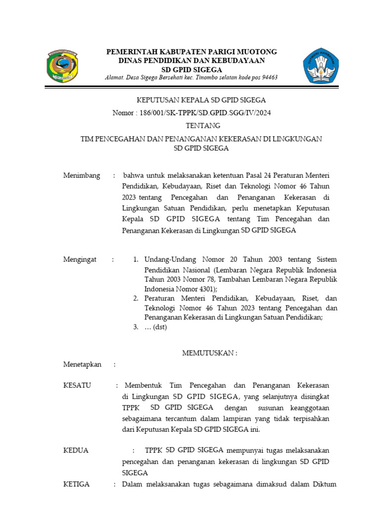 Contoh SK TPPK | PDF