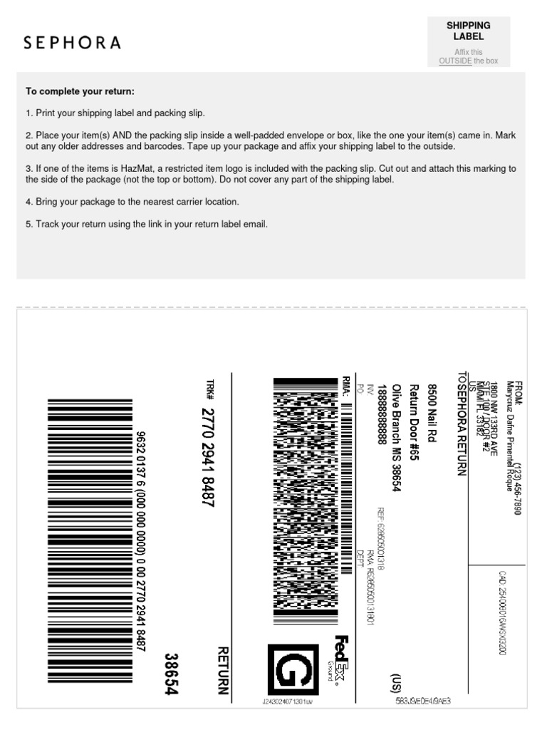 Sephora Label 277029418487 | PDF