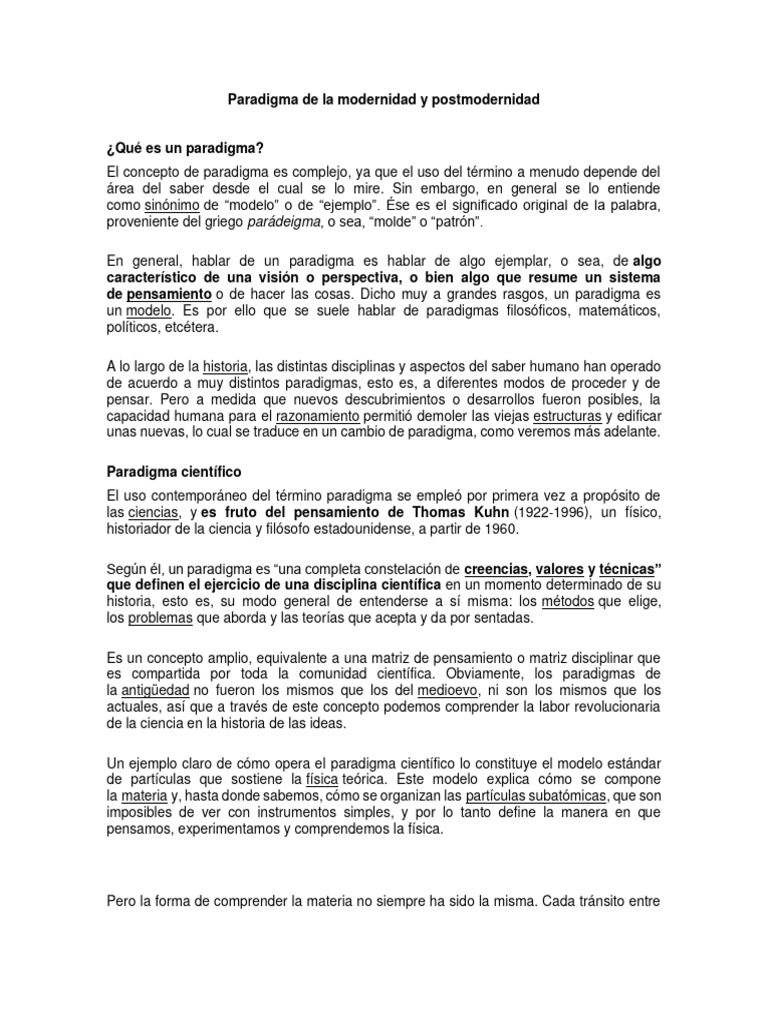 Qué Es Un Paradigma | PDF | Paradigma | Modernidad