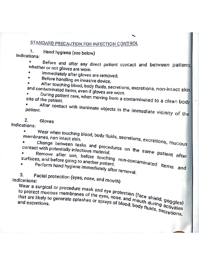 Standard Precaution For Infection Control | PDF