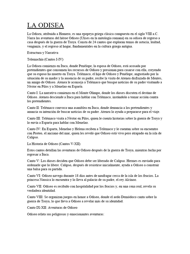 La Odisea | PDF | Odiseo | Odisea
