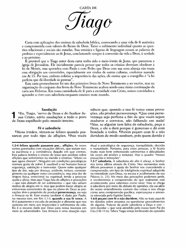 Epístola Tiago | PDF | Fé | Pecado