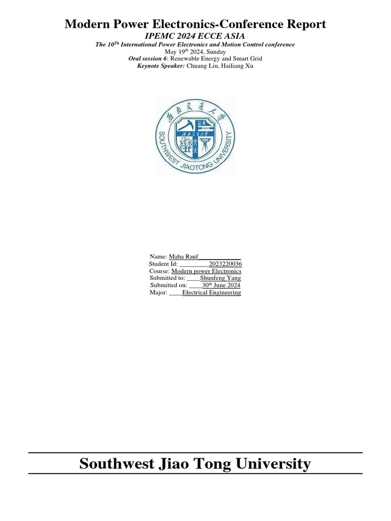 Modern Power Electronics Conference Report - Maha Rauf (2023220036 ...