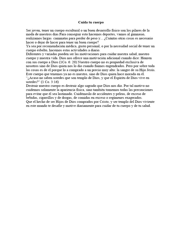 Cuida Tu Cuerpo | PDF | Concepciones de dios | Teología