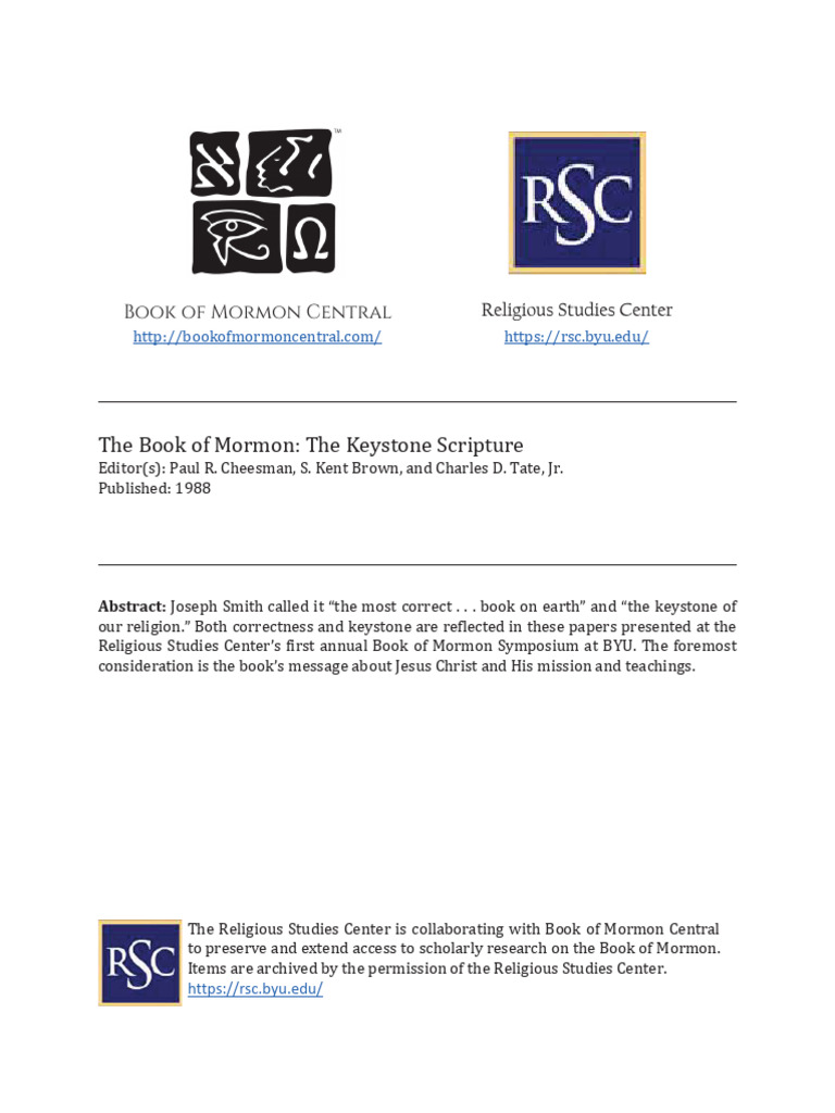 E Book of Mormon - The Keystone Scripture 1988 | PDF | Book Of Mormon ...