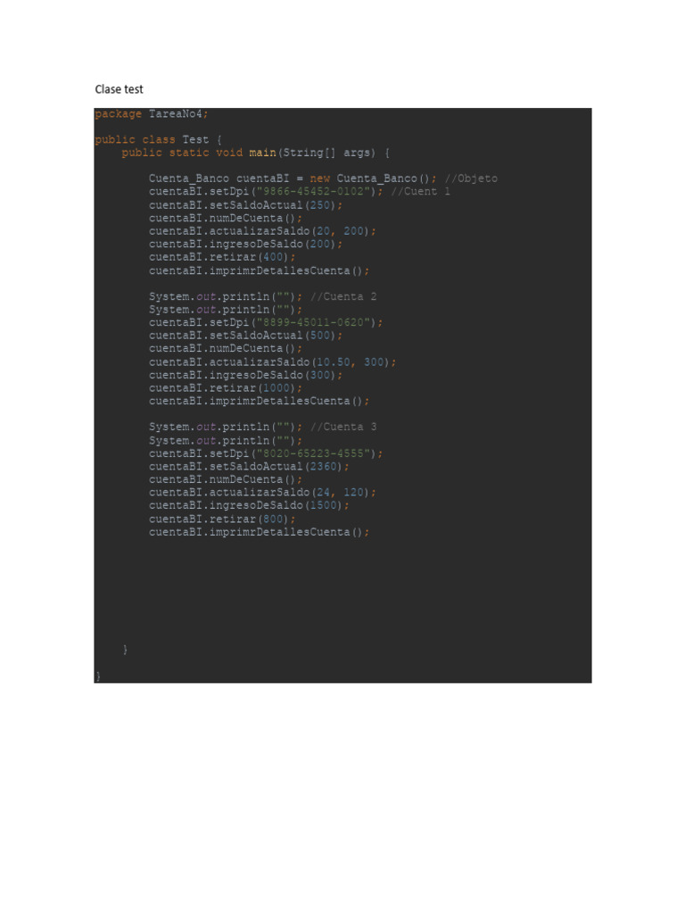 Gestión de Cuentas Bancarias Java | PDF | Programación de computadoras | Programación orientada ...