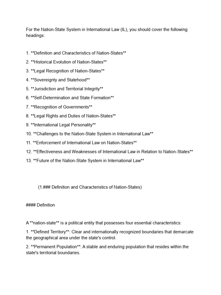 the nation state system | PDF | State (Polity) | International Law