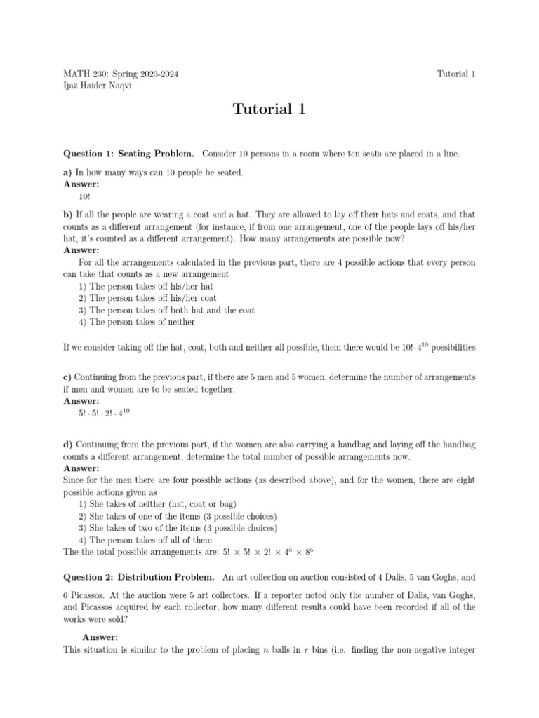 Tut 1 | PDF | Discrete Mathematics | Mathematical Concepts