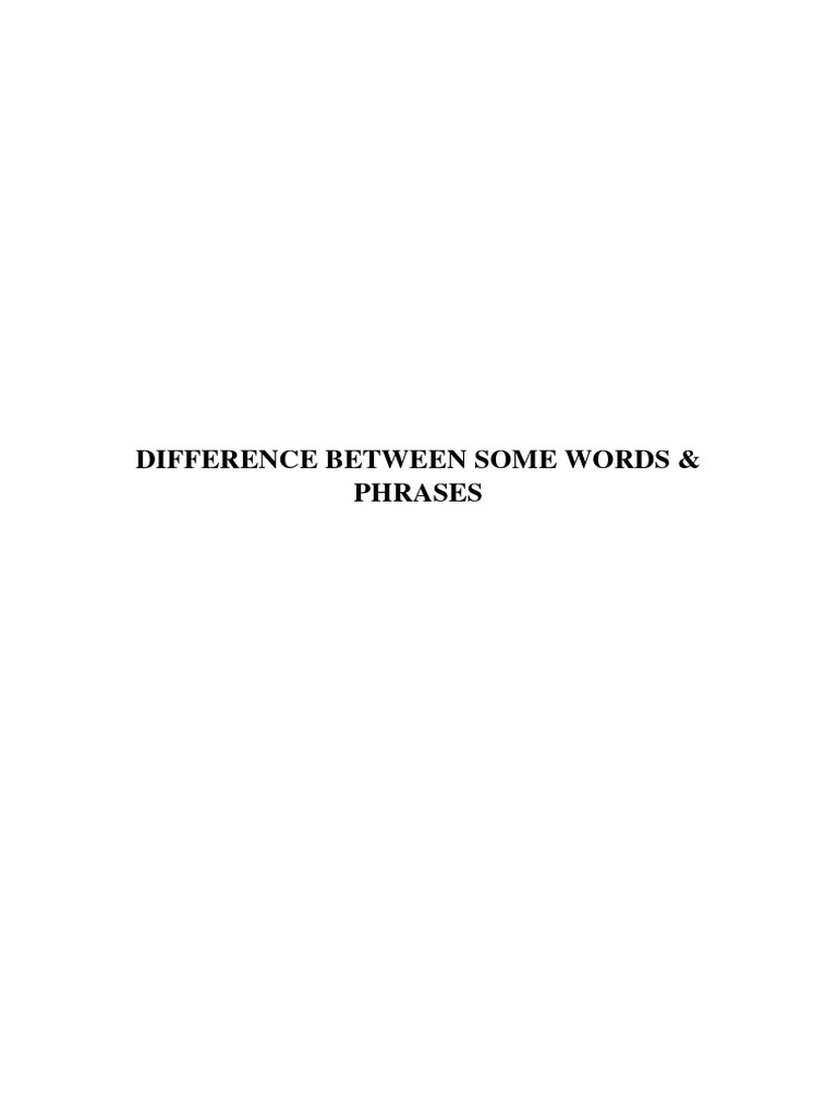 Difference Between Words | PDF | Noun | Linguistics