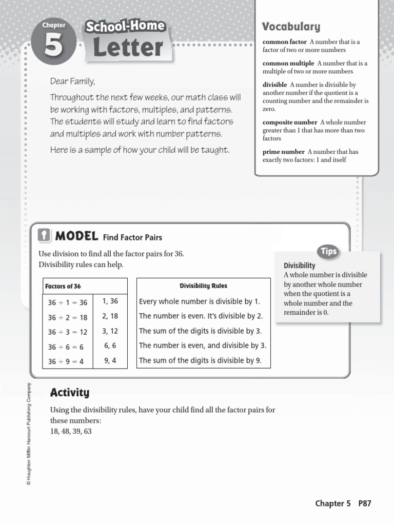 Chapter 5 FactorsMultiples and Patterns | PDF | Numbers | Mathematics