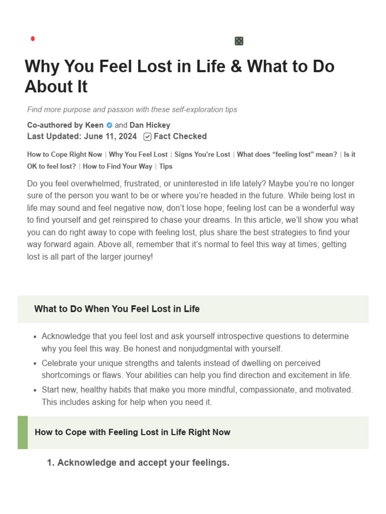 Coping Strategies for Feeling Lost | PDF | Feeling | Mental Health