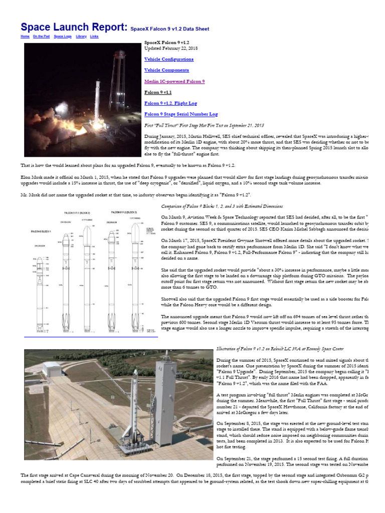 SpaceX Falcon 9 v1.2 Launch Overview | PDF | Falcon 9 | Space X