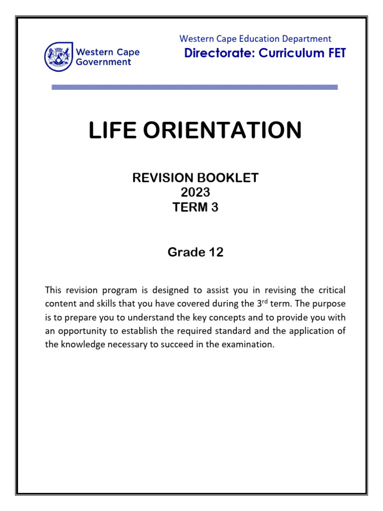 LO Grade 12 Revision Booklet Term 3 2023 | PDF | Tuberculosis | Poverty