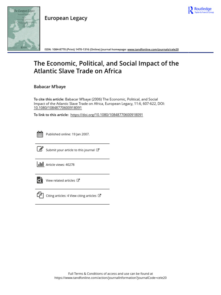 Atlantic Slave Trade's Impact on Africa | PDF | Atlantic Slave Trade ...