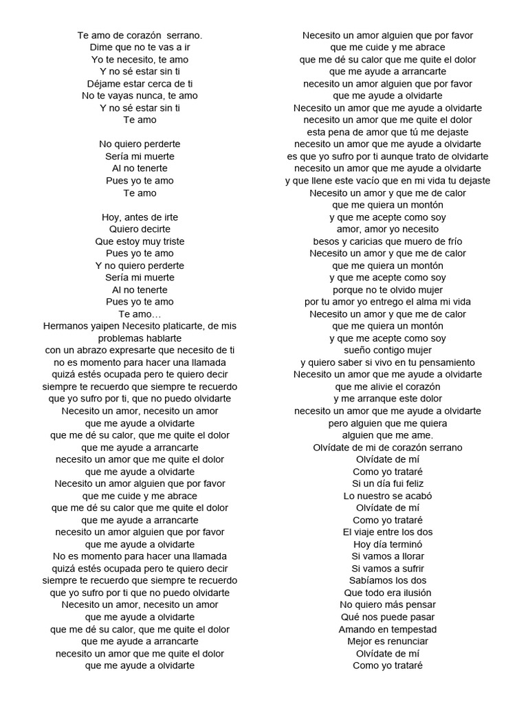 Te Amo de Corazón Serrano | PDF