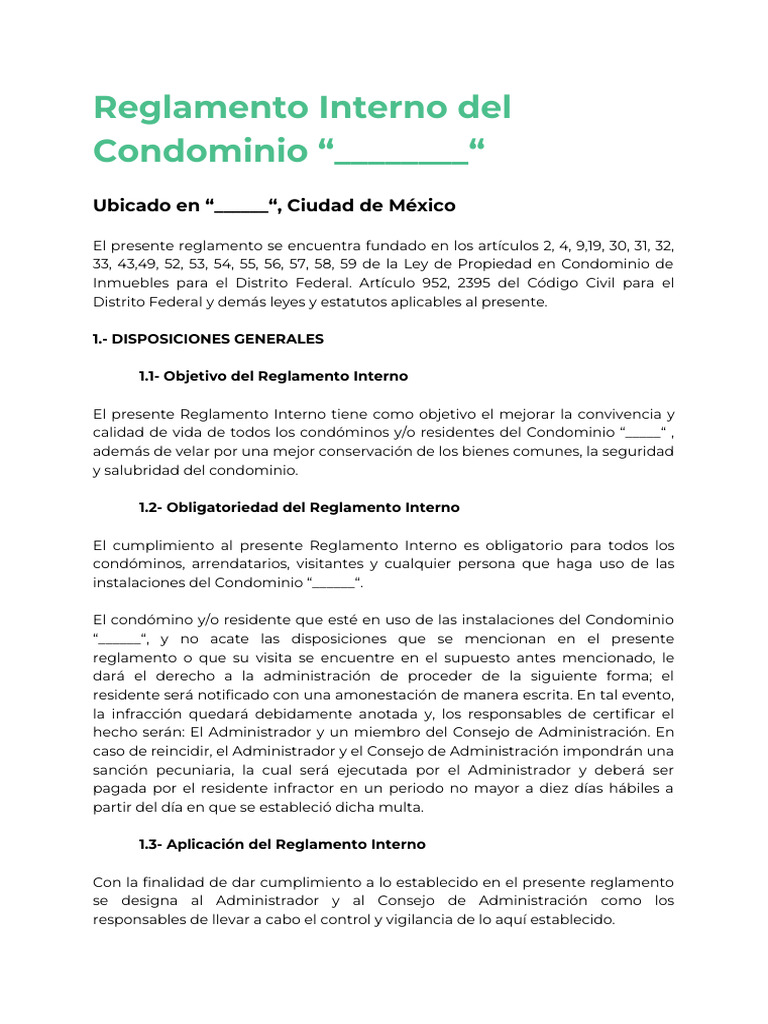 (MODELO) Reglamento Interno Del Condominio - ComunidadFeliz | PDF | Condominio