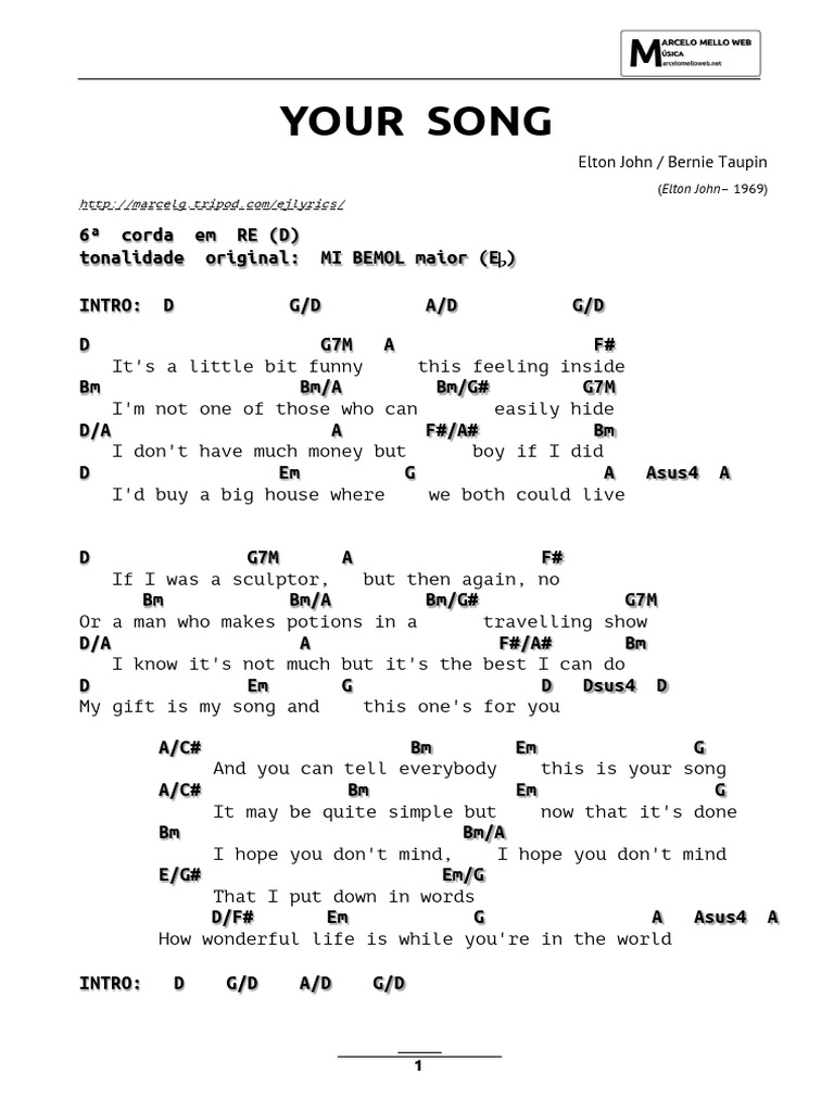 Your Song (Elton John) | PDF | Singles