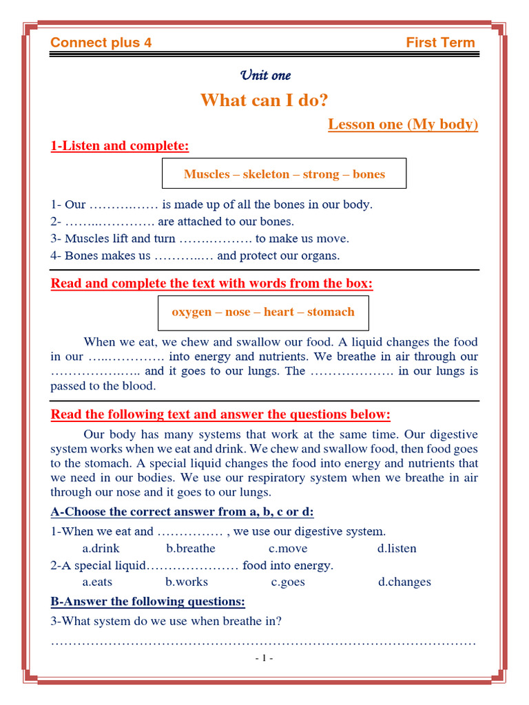 Connect Plus 4 TH First Term | PDF | Coral Reef | Coral