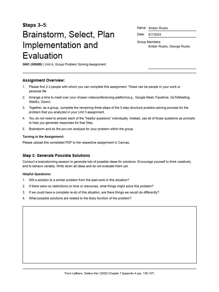 5061 Group Problem Solving Assignment-1 | PDF | Brainstorming | Risk