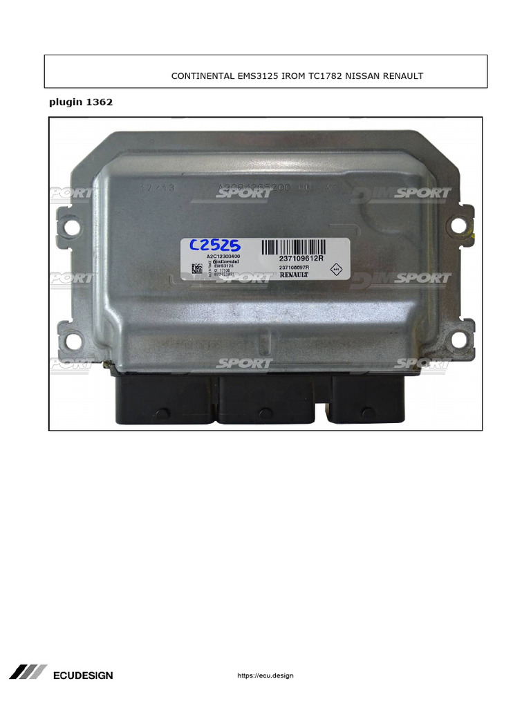 Continental EMS3125 TC1782 Pinout Guide | PDF