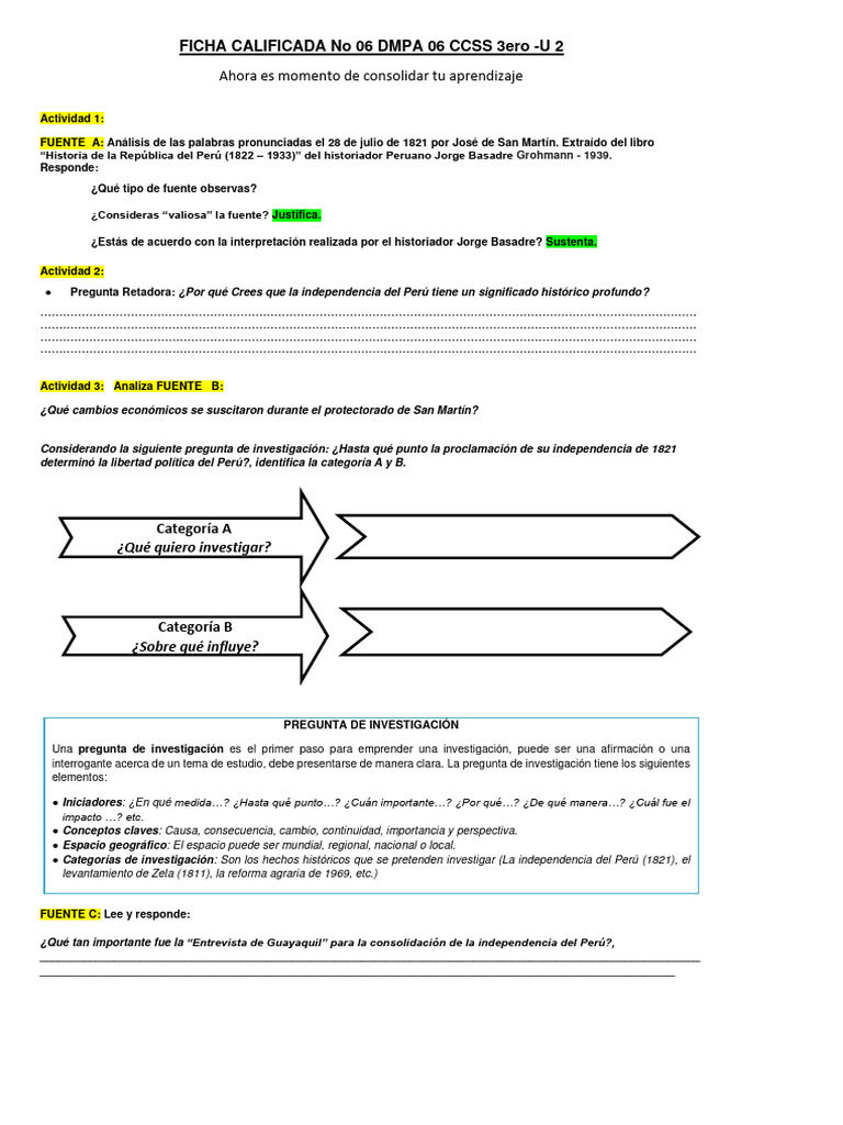 FICHA No 06 DMPA 6 CCSS - U2 | PDF | Perú