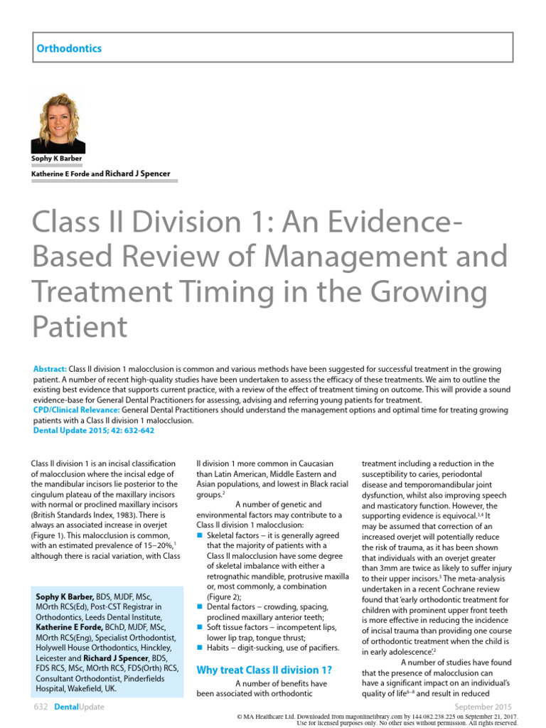 Class II Div I Treatment Timing | PDF | Dentistry Branches | Dentistry