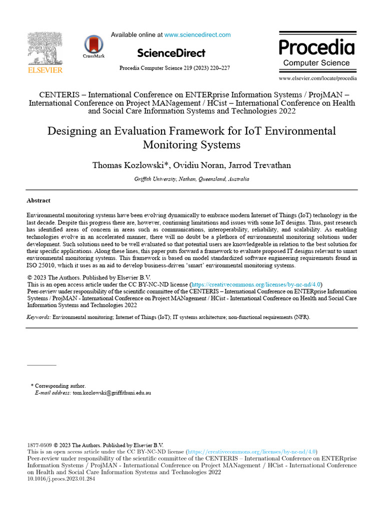 designing An Evaluation Framework For IoT Environmental Monitoring System | PDF | Internet Of ...