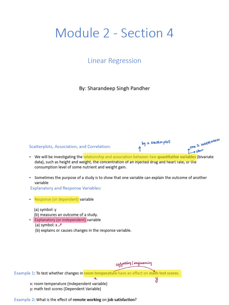 Module 2 - Section 4 (Linear Regression) - 11 | PDF | Scatter Plot | Statistical Analysis