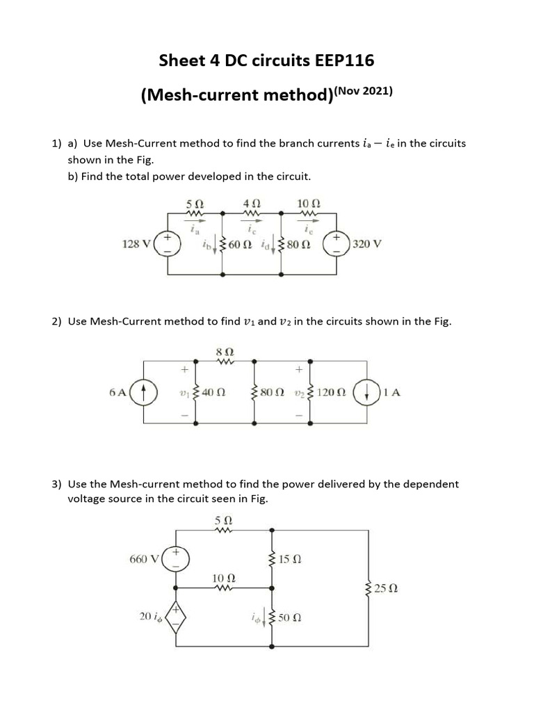 Sheet 4 - Mesh Analysis | PDF