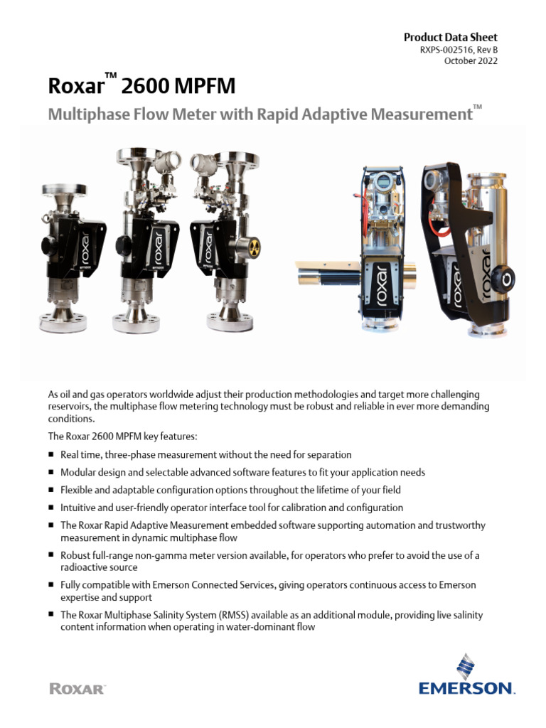 Product Data Sheet Roxar 2600 Multiphase Flow Meter Rapid Adaptive ...