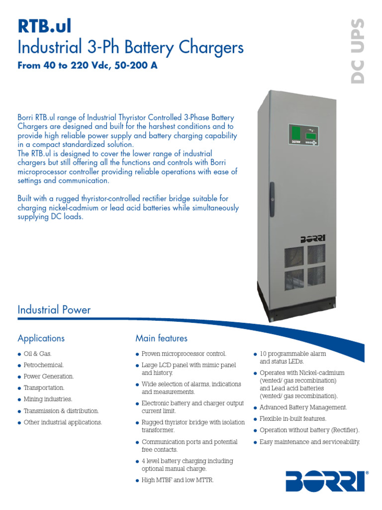 Industrial 3-Phase Battery Chargers Overview | PDF | Battery Charger | Rectifier