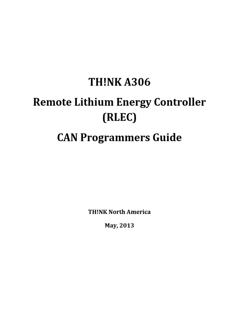 Think A306 RLEC CAN Programmers Guide (1!19!14) | PDF | Resistor ...