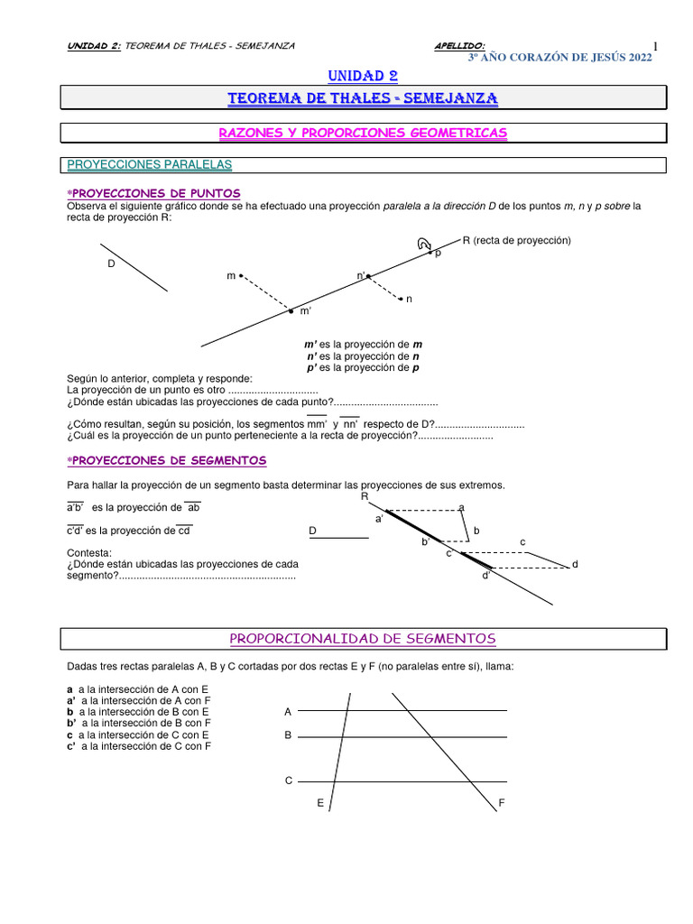 Teorema de Thales y Proporcionalidad | PDF | Triángulo | Matemática Elemental