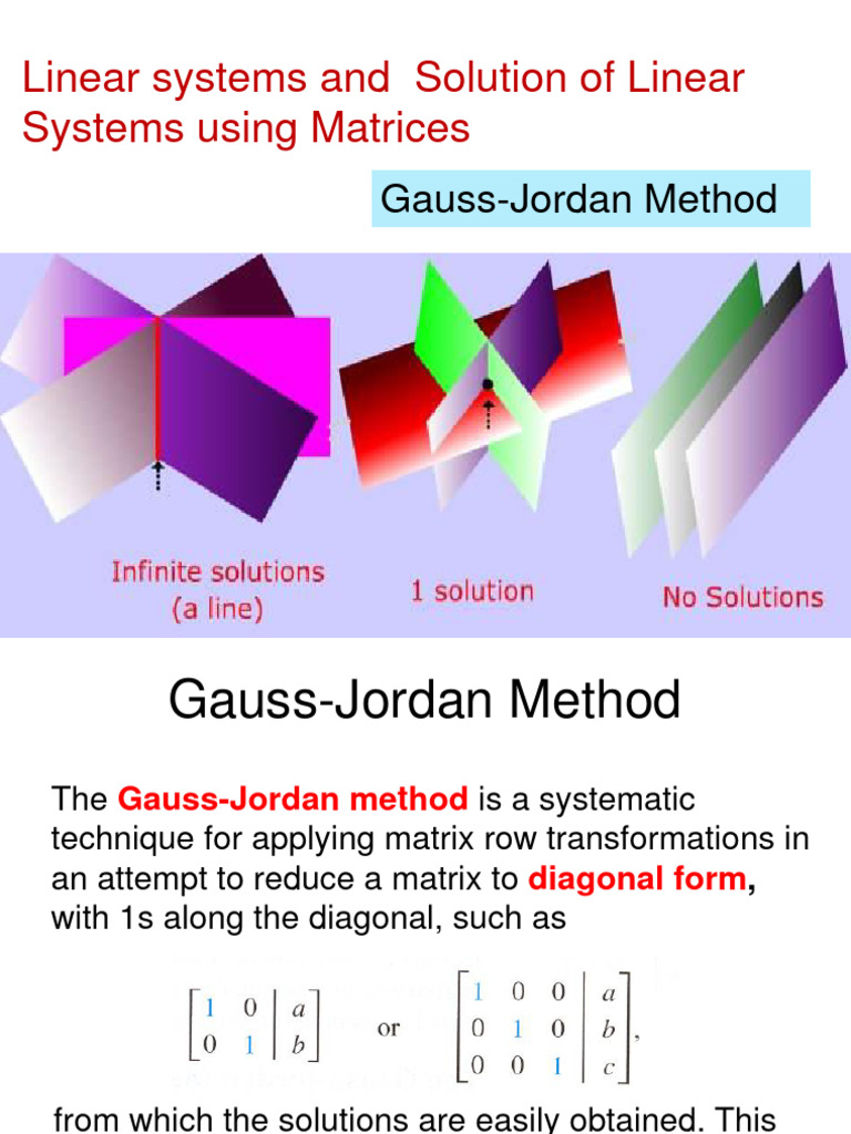 Linear Systems Gauss Jordon Method | PDF | Matrix (Mathematics ...