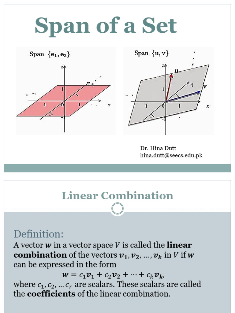 Span of A Set | PDF | Vector Space | System Of Linear Equations